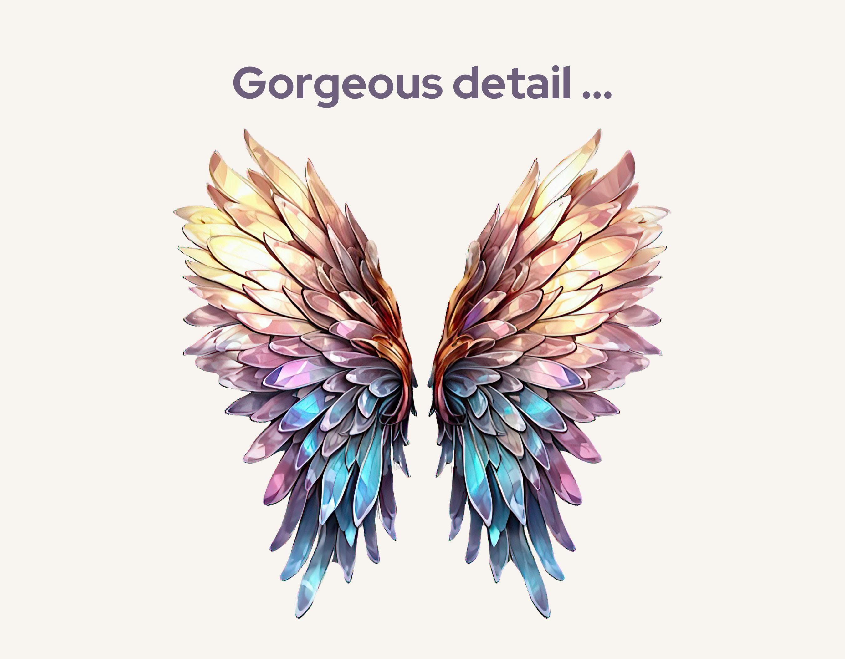 Magical Fairy Wings Clipart, Watercolor Angel Wing Clip Art, Pastel ...