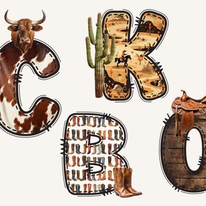 Cowboy Doodle Letters Inc Clipart BONUS Pack, Cowboy Alphabet/numbers ...