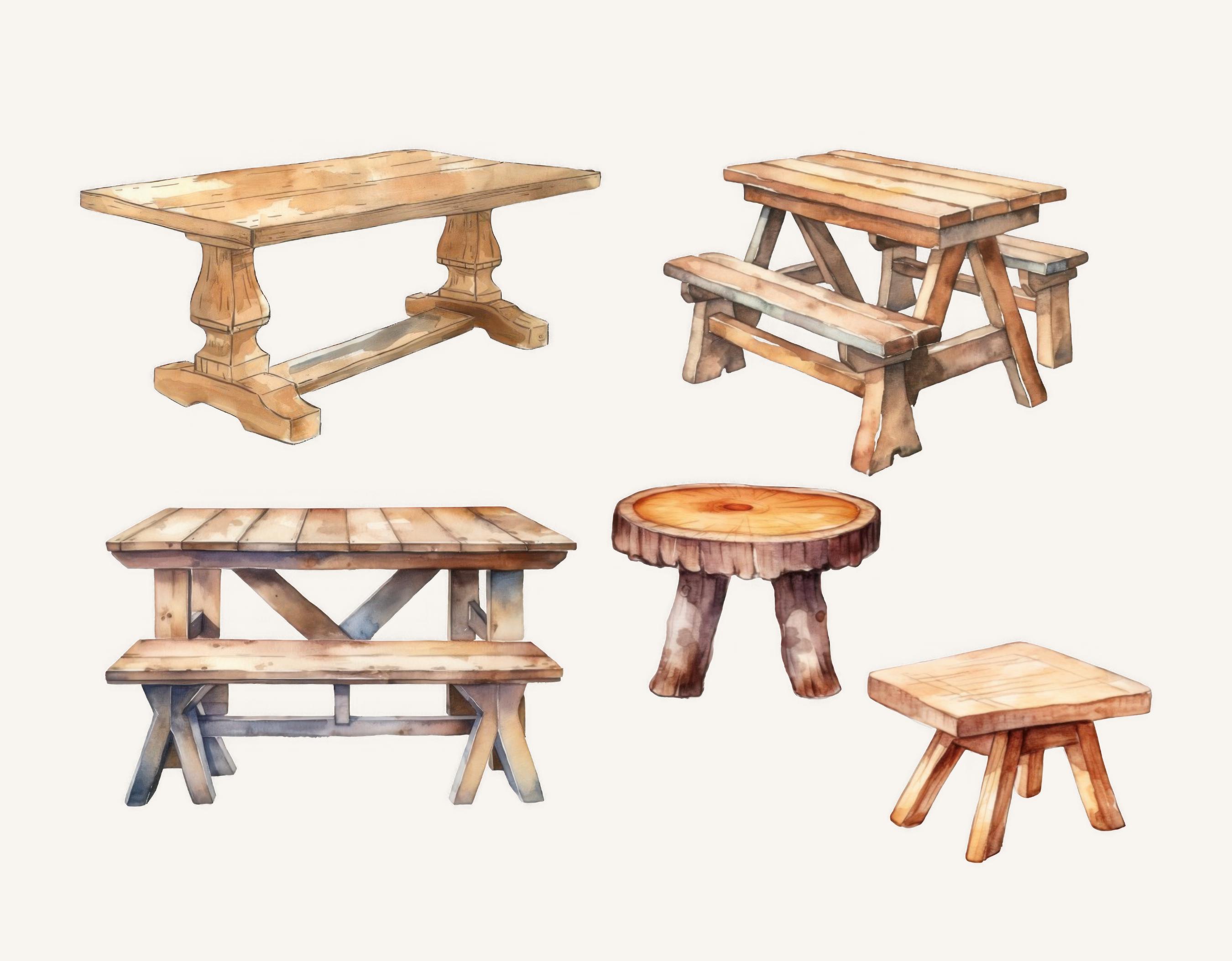 Wooden Dining Table Clipart, Oak Table Png, Picnic Table Png, Dining ...