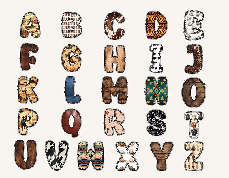 Cowboy Doodle Letters Inc Clipart BONUS Pack, Cowboy Alphabet/numbers ...