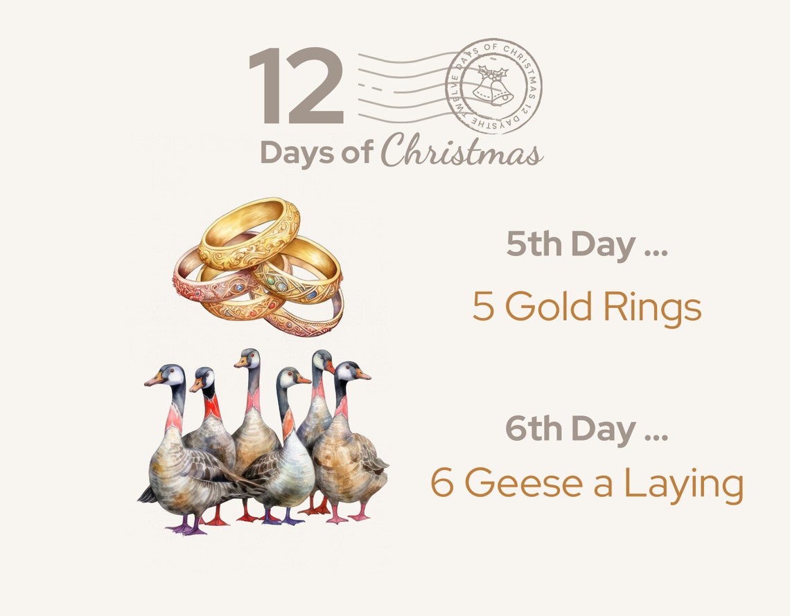 12 Days of Christmas Clipart Pack, Holiday Clip Art, Xmas Clipart ...