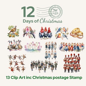 12 Days of Christmas Clipart Pack, Holiday Clip Art, Xmas Clipart ...