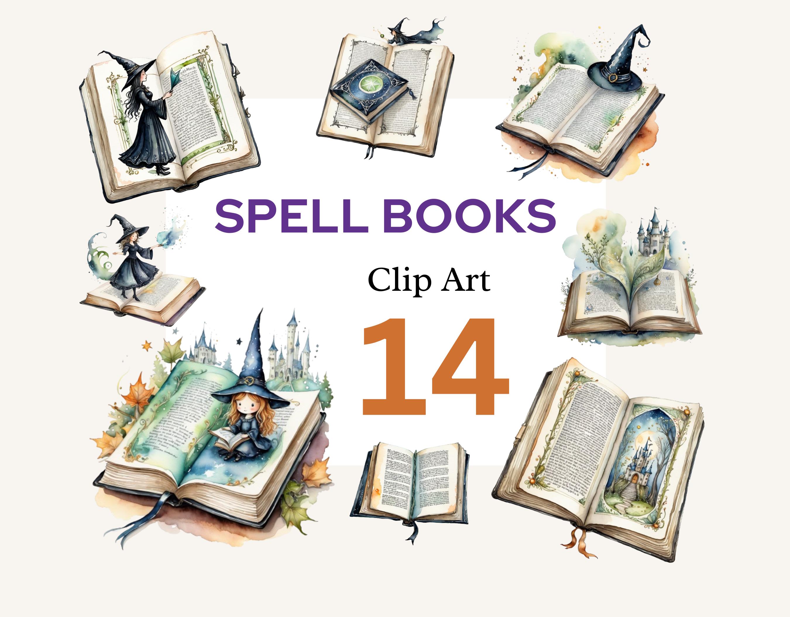 Spellbook Clipart BUNDLE, Sublimation Wiccan Book PNG, Magic Witch ...