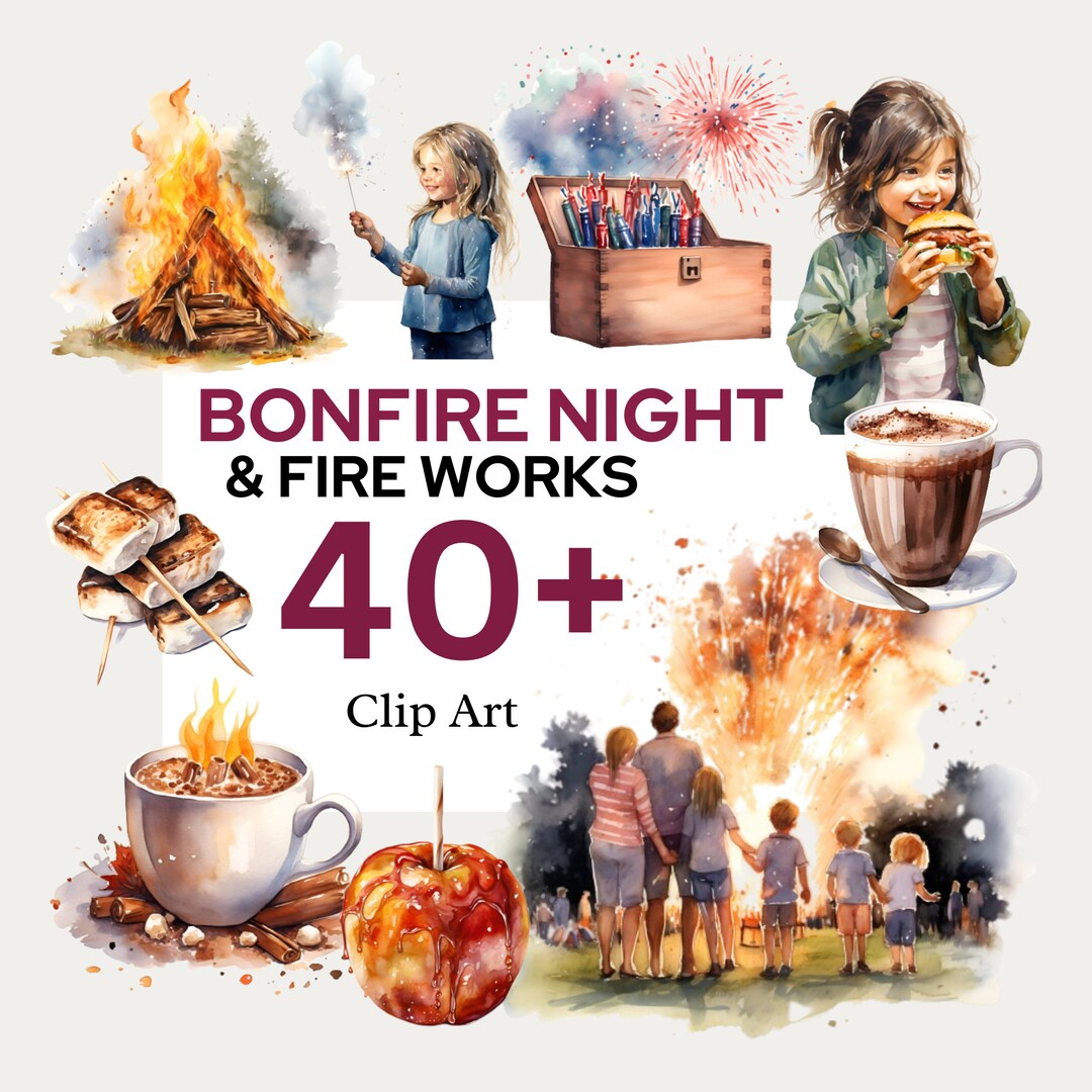 Clip Art Bonfire Night & Fireworks Ideal for Event Promotion ...