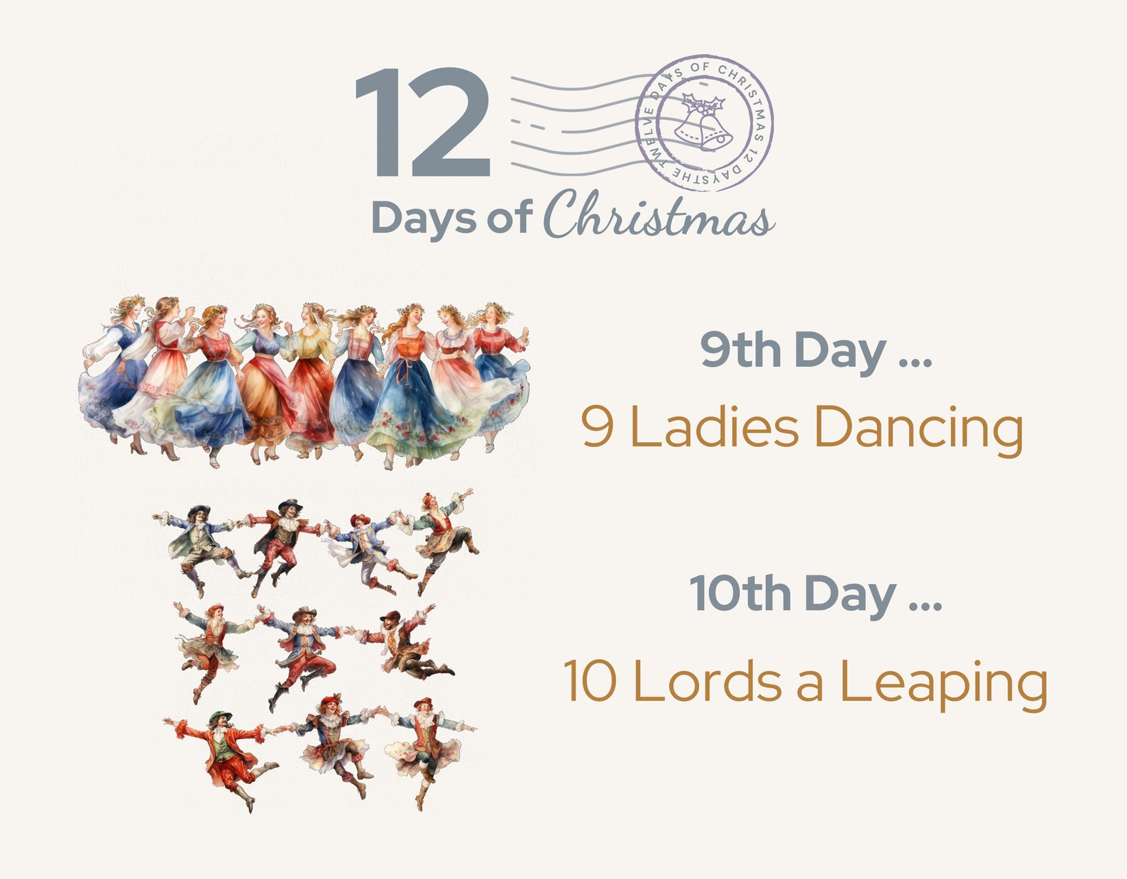 12 Days of Christmas Clipart Pack, Holiday Clip Art, Xmas Clipart ...