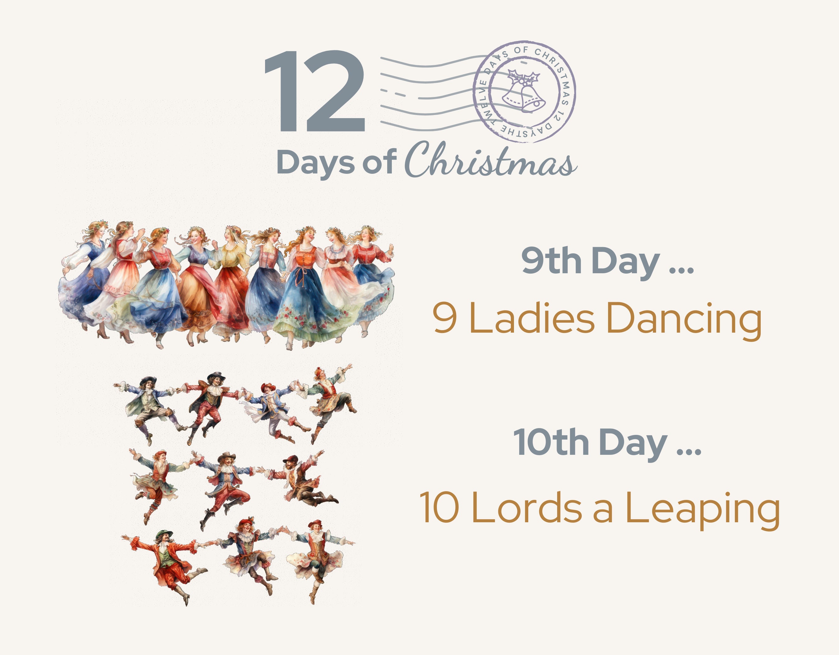 12 Days of Christmas Clipart Pack, Holiday Clip Art, Xmas Clipart ...