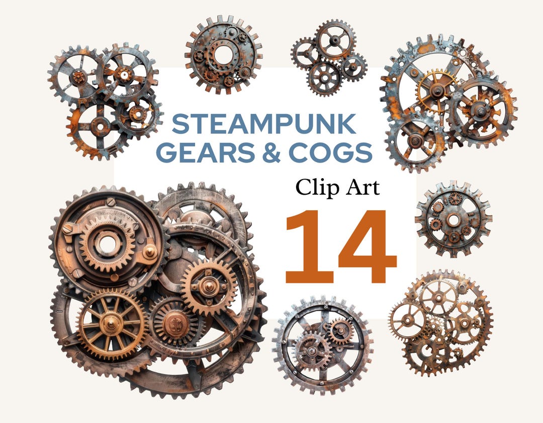 Metal Steampunk Clipart Gears Cogs PNG, Steampunk Clipart, Steampunk ...