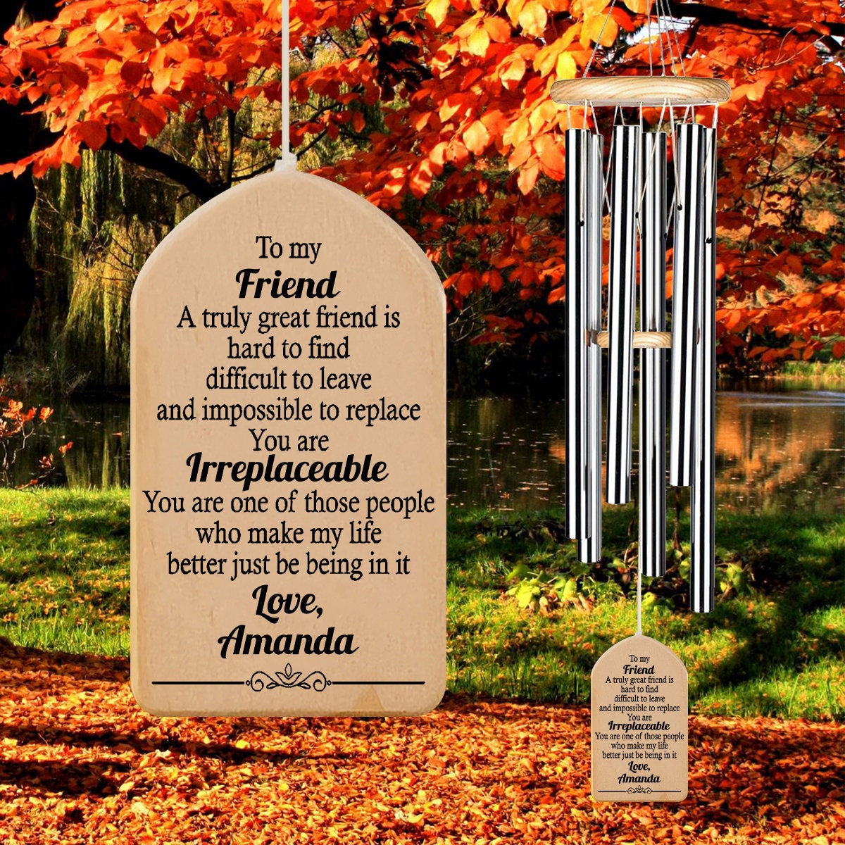 Bestie Wind Chime Gift, to My Friend, You Are Irreplaceable, Wind Chime ...