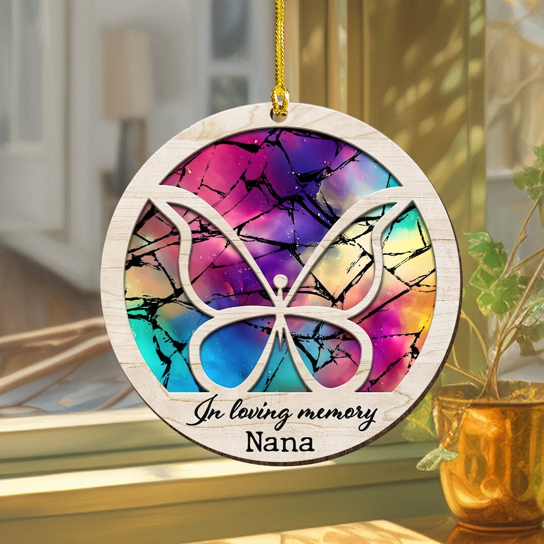 Butterfly Stained Acrylic Suncatcher, in Loving Memory Butterfly ...