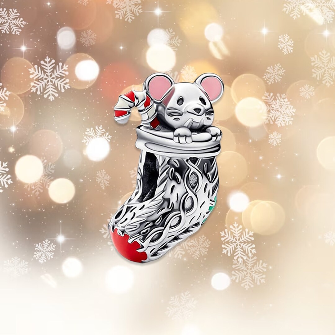 Festive Mouse and Sock Charm Pandora Bracelet Charm 925 - Etsy UK