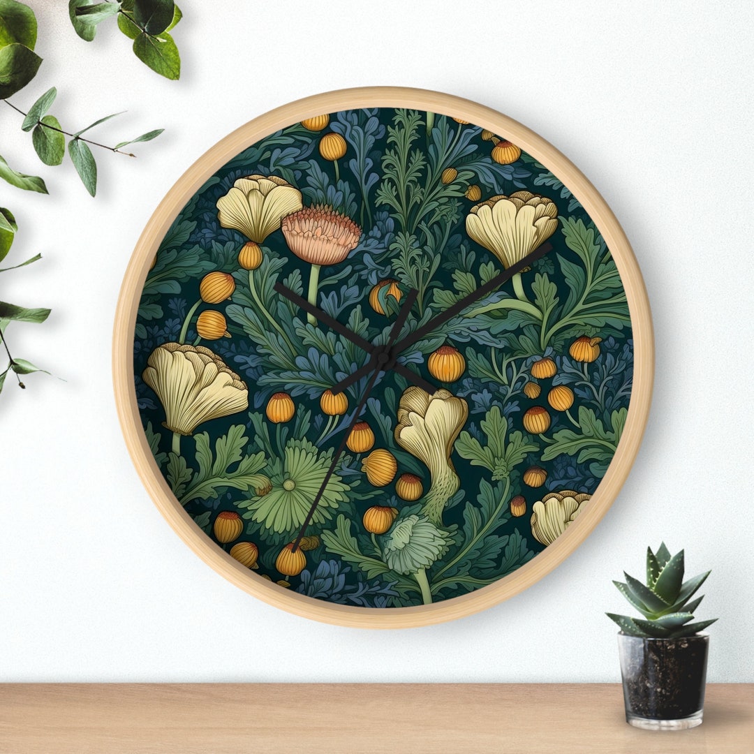 Mushroom Pattern: Cottagecore Wall Clock Whimsical Forest Decor Nature ...
