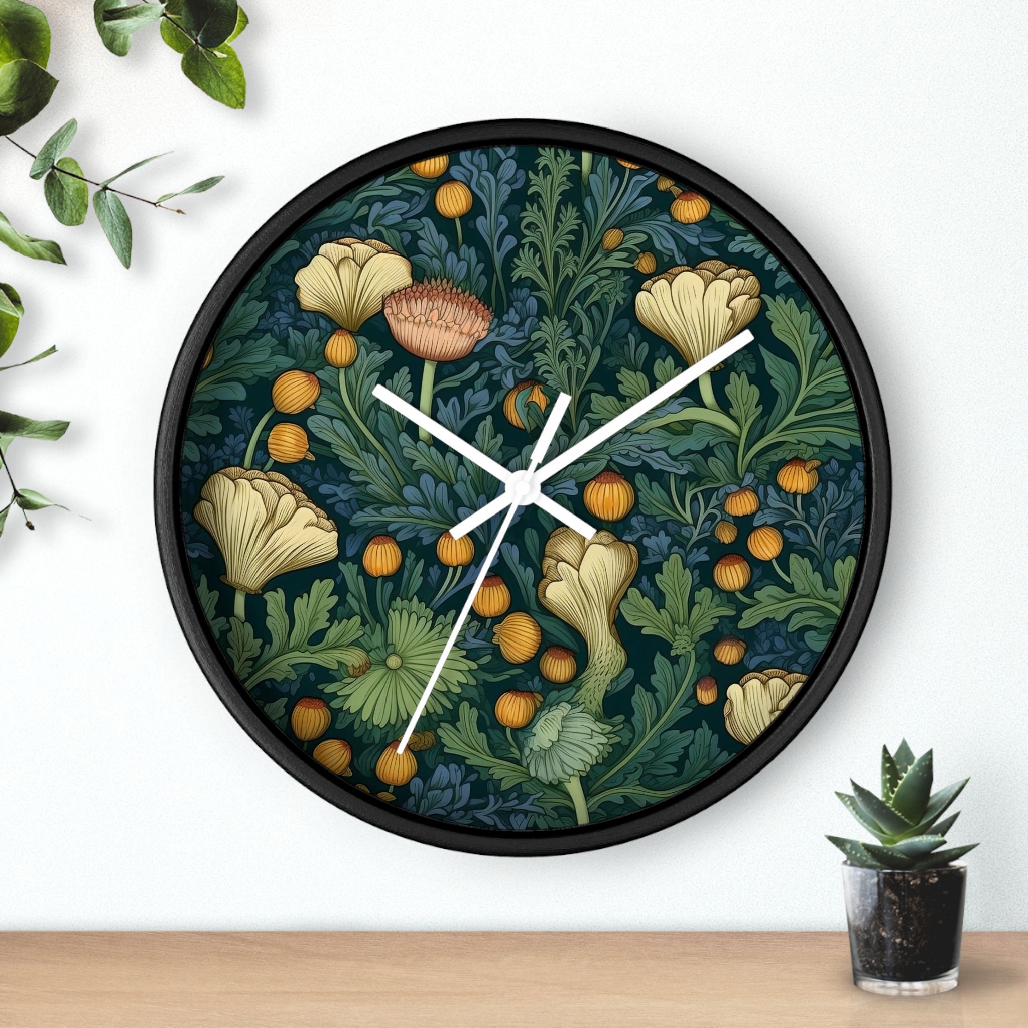 Mushroom Pattern: Cottagecore Wall Clock Whimsical Forest Decor Nature ...