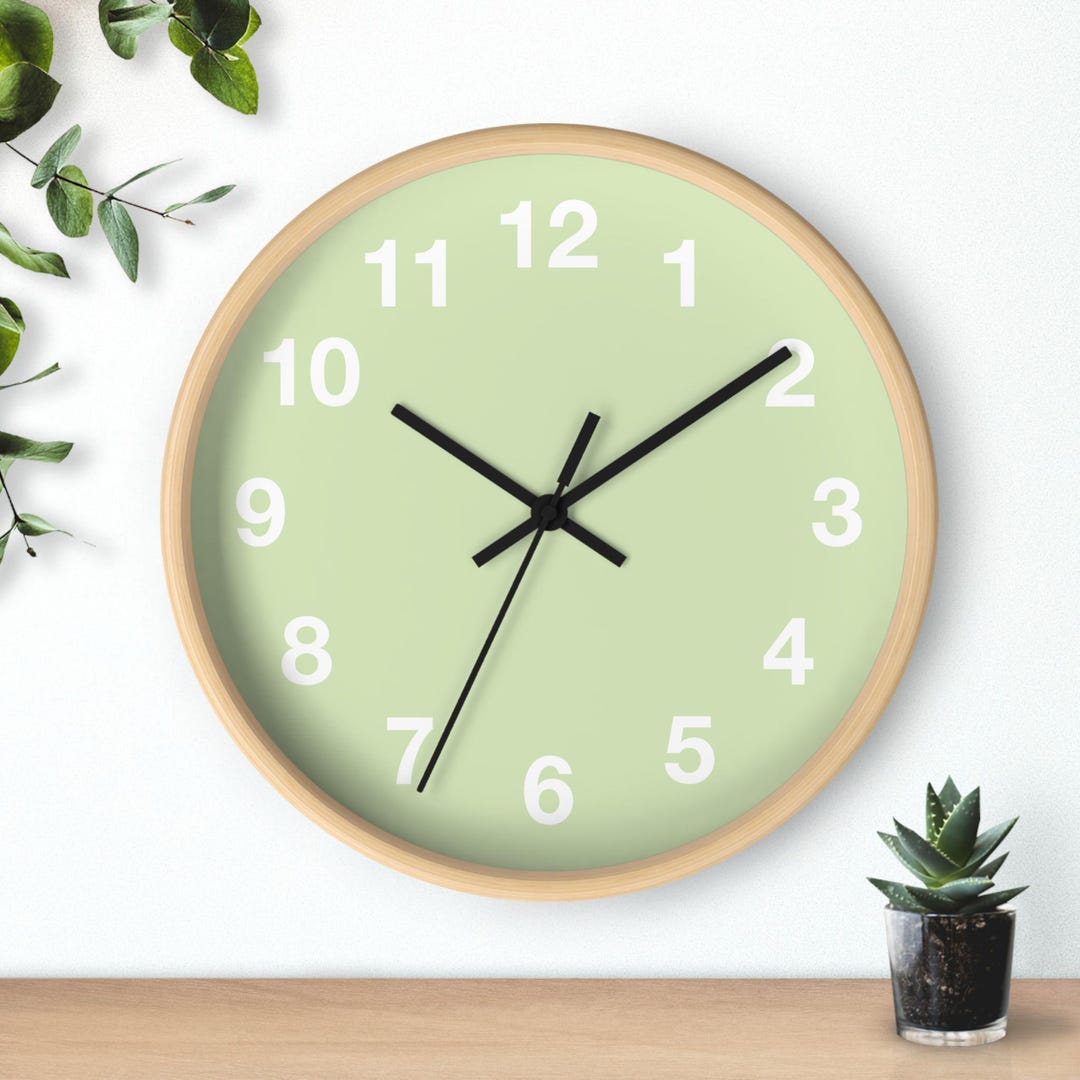 Soft Sage Green Wall Clock | Vintage Botanical Elegance | Minimalist ...