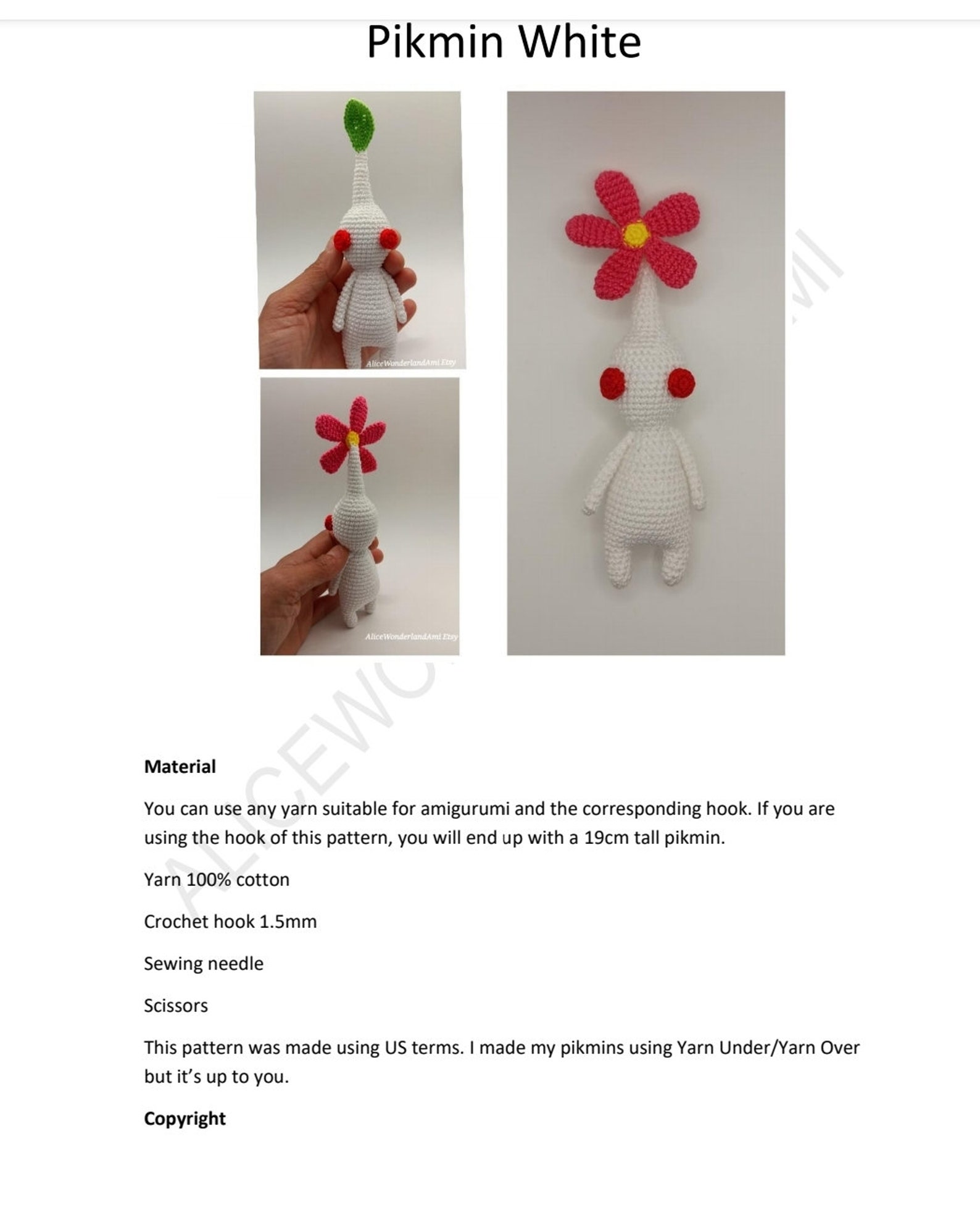 PDF DIGITAL FILE Pikmin White With Flower and Leaf Crochet Amigurumi Pattern - Etsy