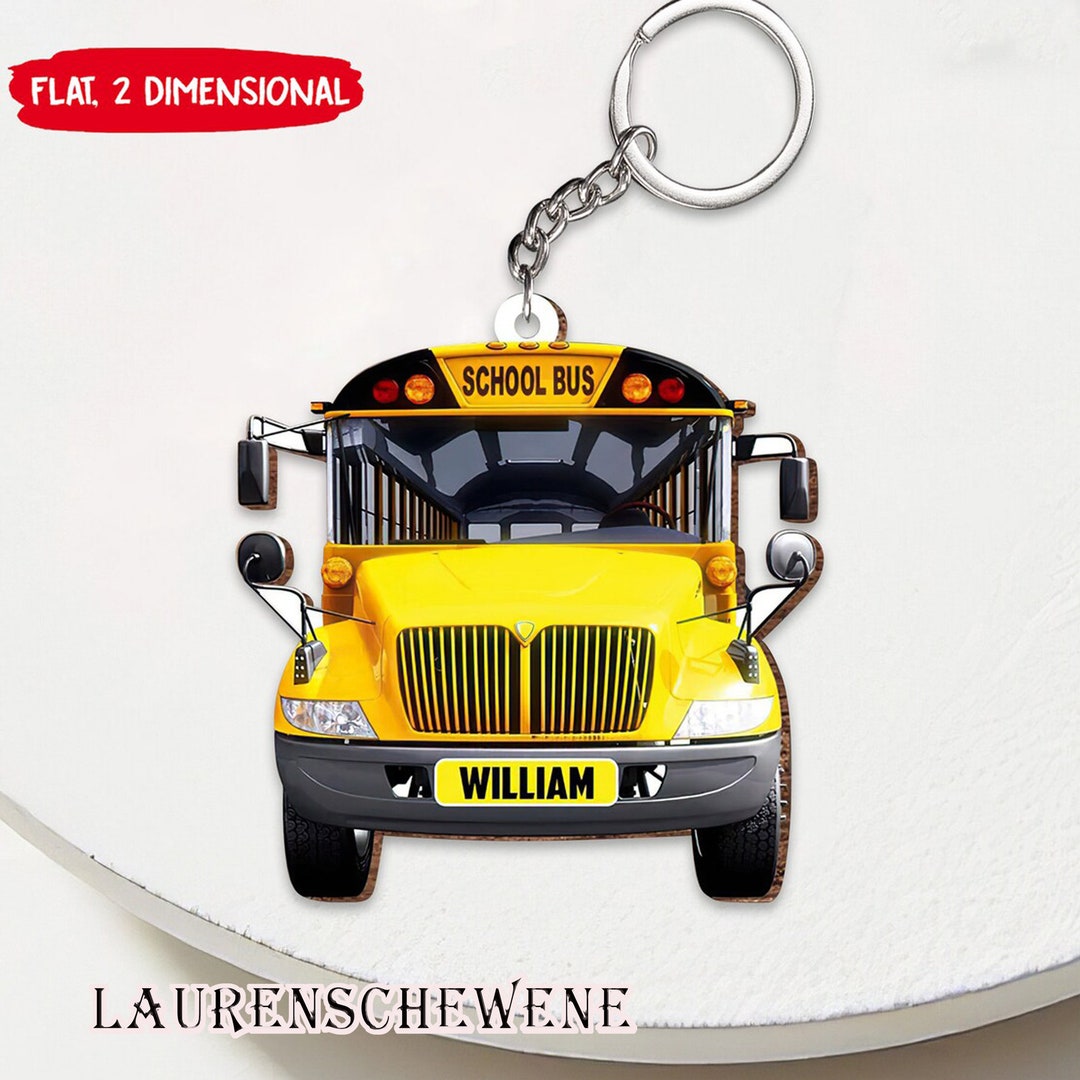 Personalized School Bus Flat Keychain Bus Driver Keychain - Etsy