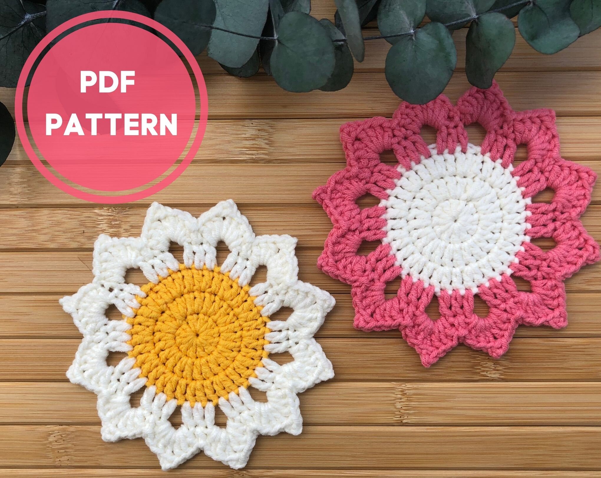 Crochet Daisy Coaster PATTERN Crochet Daisy Crochet Coaster Pattern ...