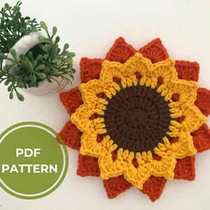 Crochet Sunflower Coaster Pattern - Etsy