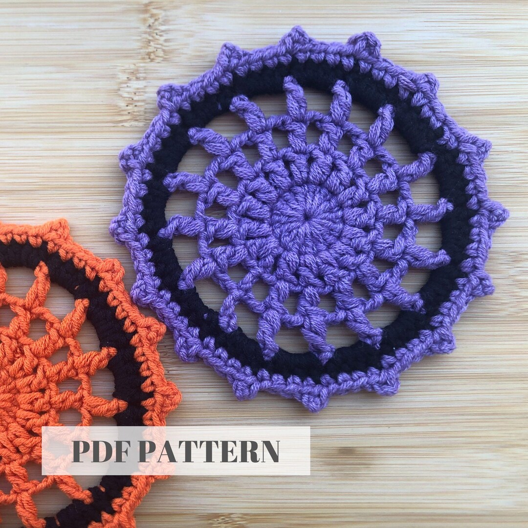 Crochet Spider Web Coaster PATTERN | Crochet Halloween Decor | Crochet ...