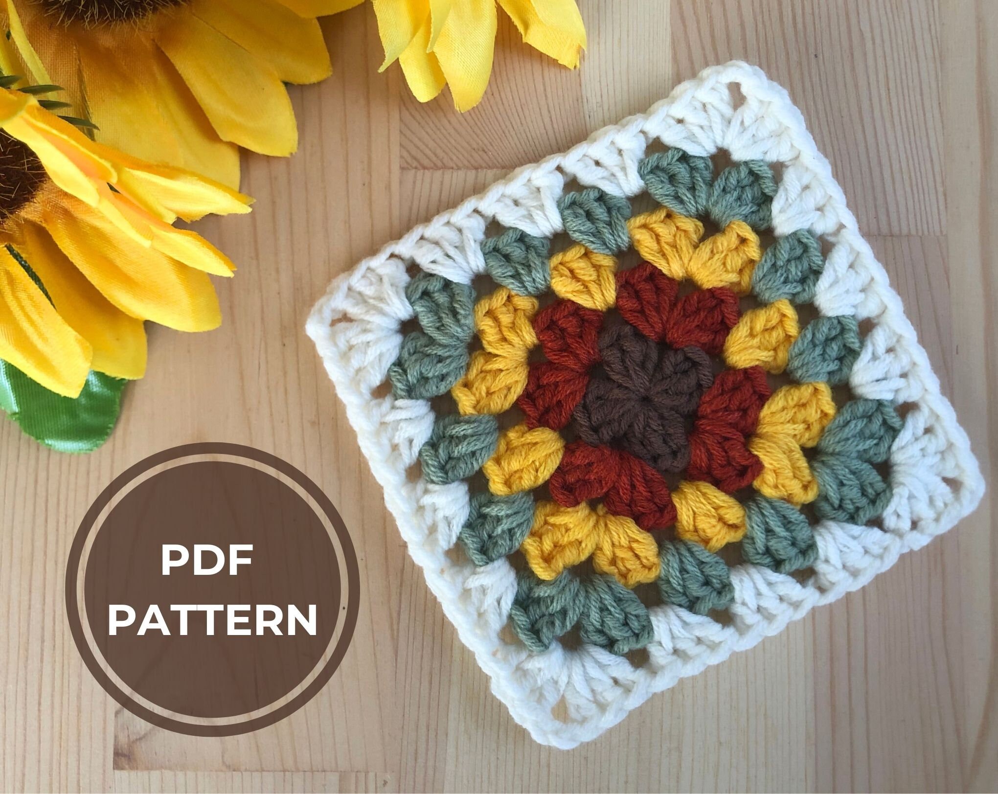 Easy Granny Square PATTERN Crochet Autumn Decor Granny Square Pattern ...