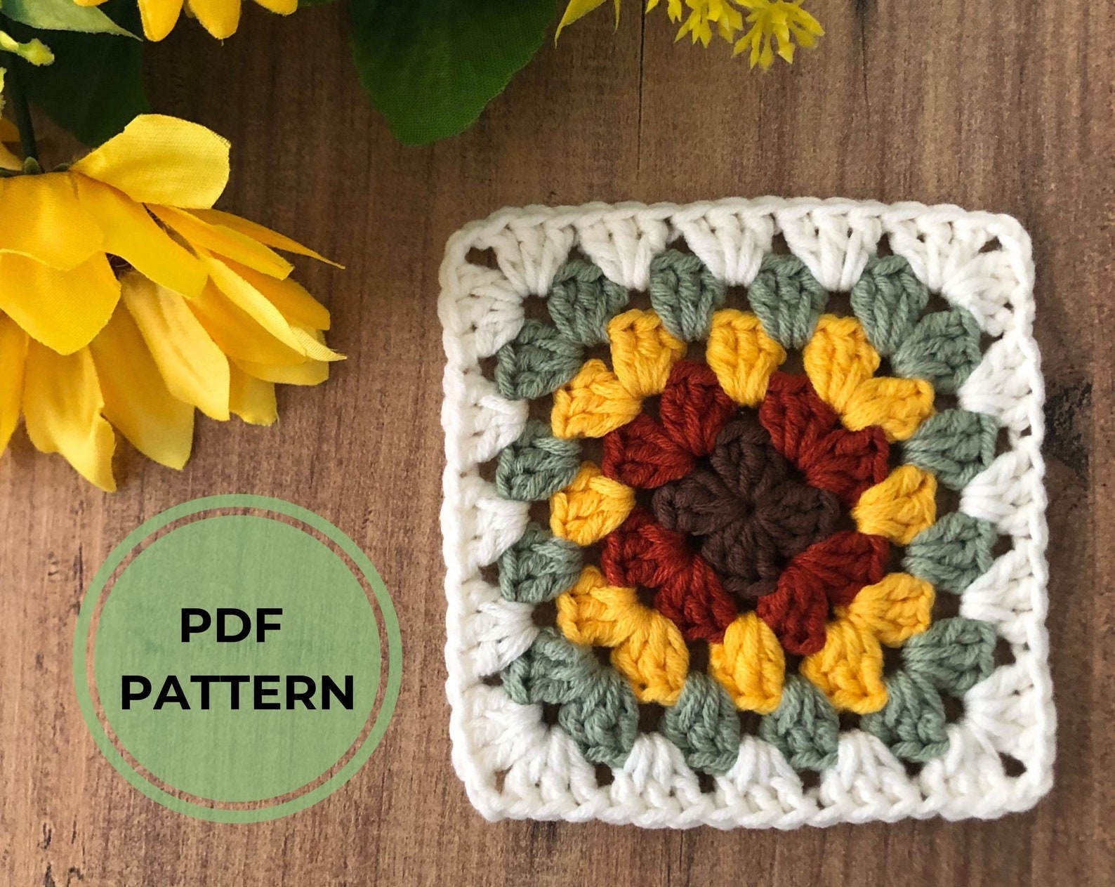 Easy Granny Square PATTERN Crochet Autumn Decor Granny Square Pattern ...