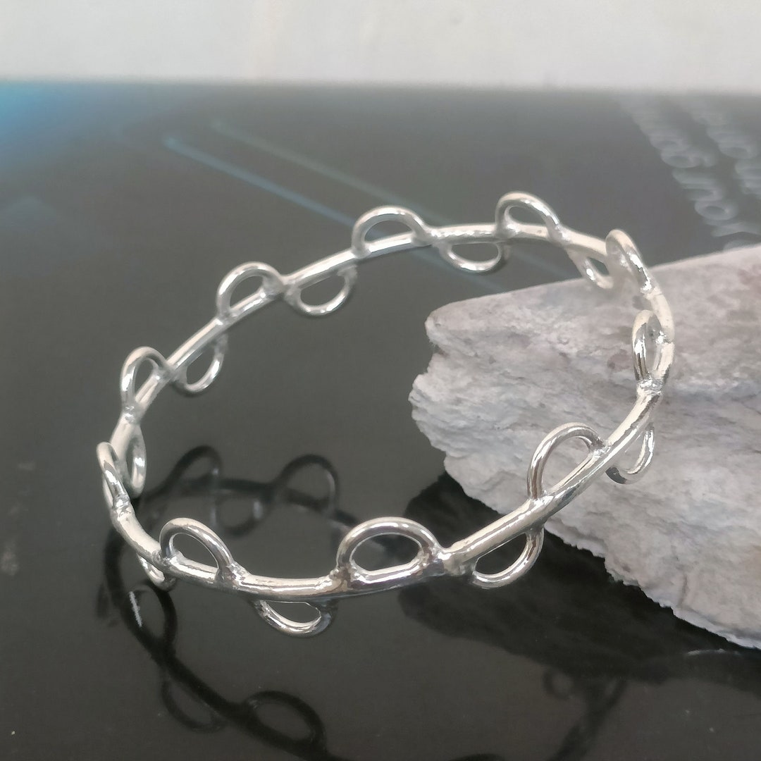 Hand Crafted Bangle, 925 Sterling Silver Stacking Bangles Wrap Bangle ...