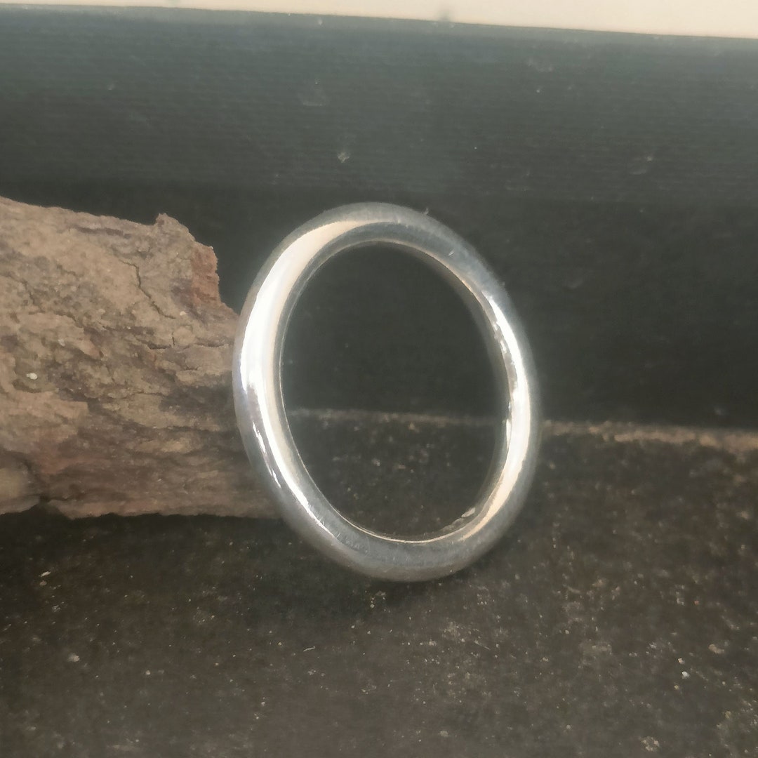 Round Band Ring 925 Solid Sterling Ring Thick Round Band Ring Silver ...