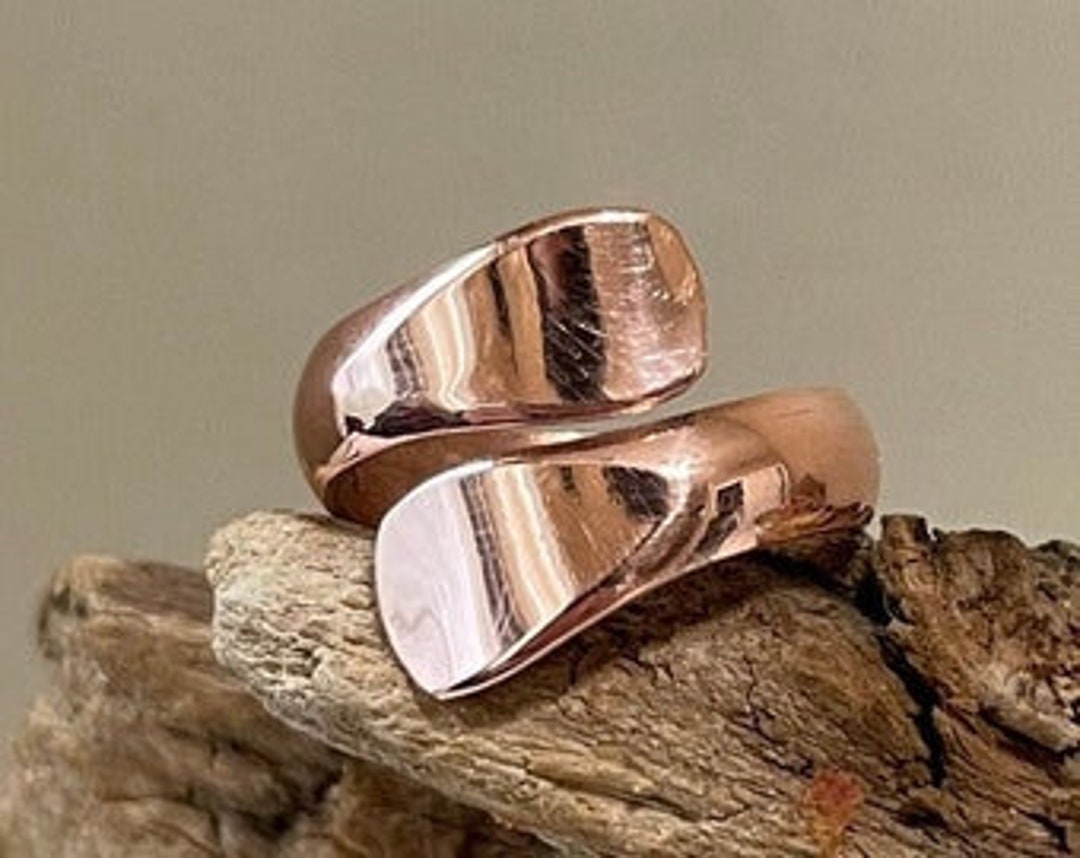 Copper Band Ring, Adjustable Hammered Stacking Copper Ring, Handmade ...
