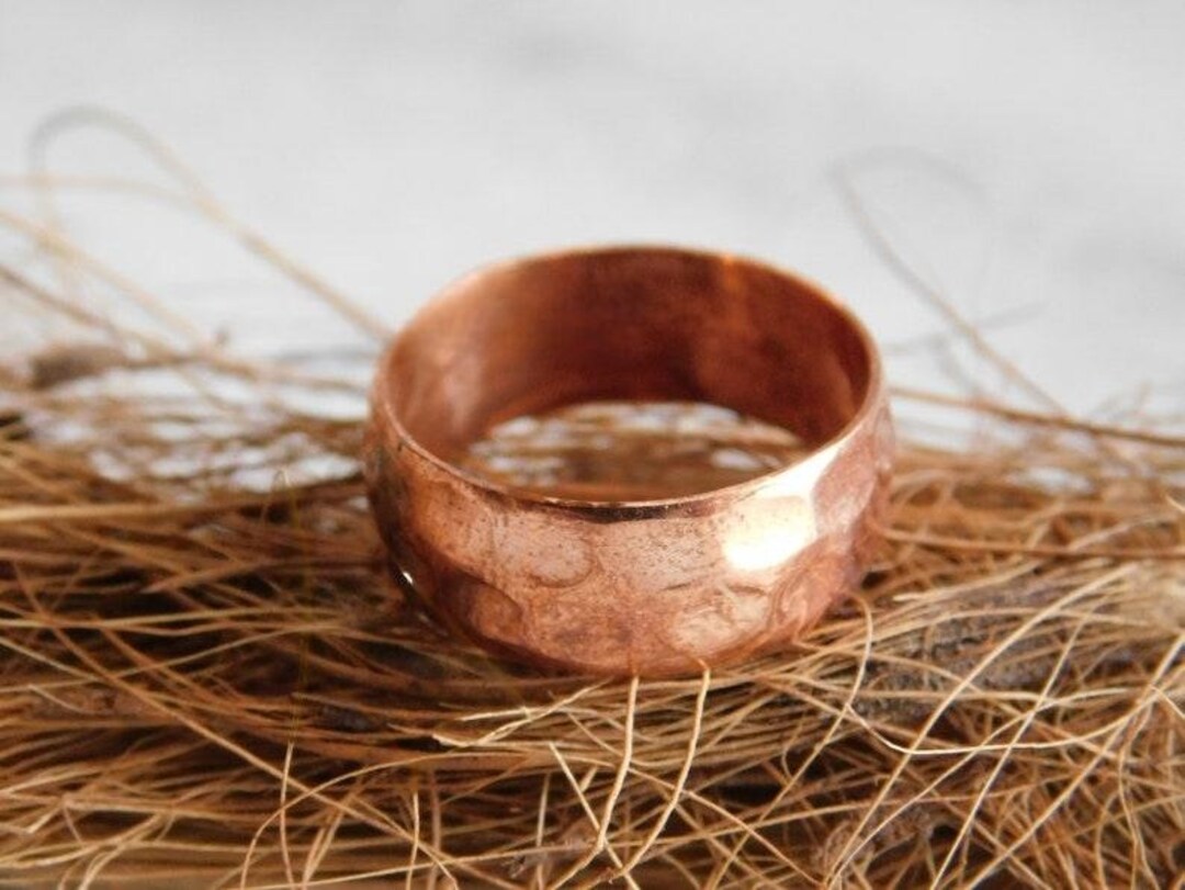 Pure Hammered Copper Band Ring, Wide Thumb Ring, Copper Ring, Arthritis ...