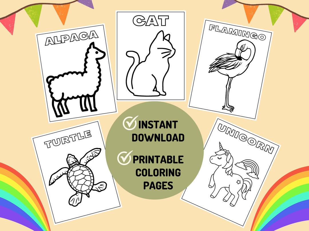 Printable Animals Alphabet Coloring Pages for Kids - Etsy