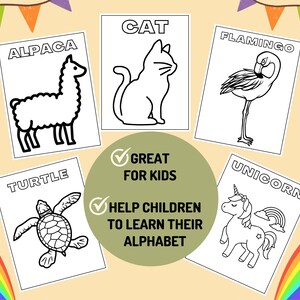 Printable Animals Alphabet Coloring Pages for Kids - Etsy