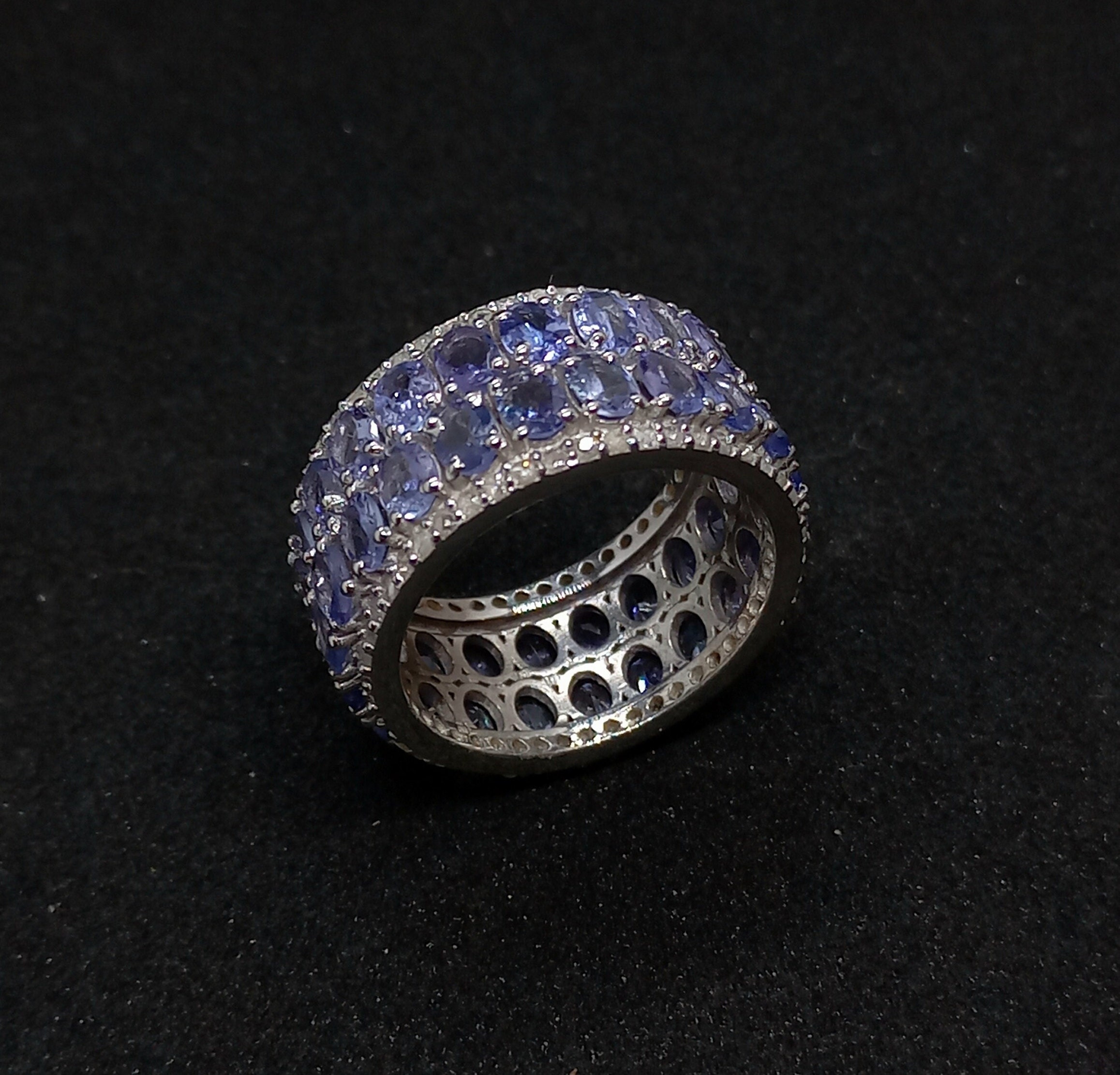 Natural Rose Cut Diamond Tanzanite Band Ring in Sterling Silver ...