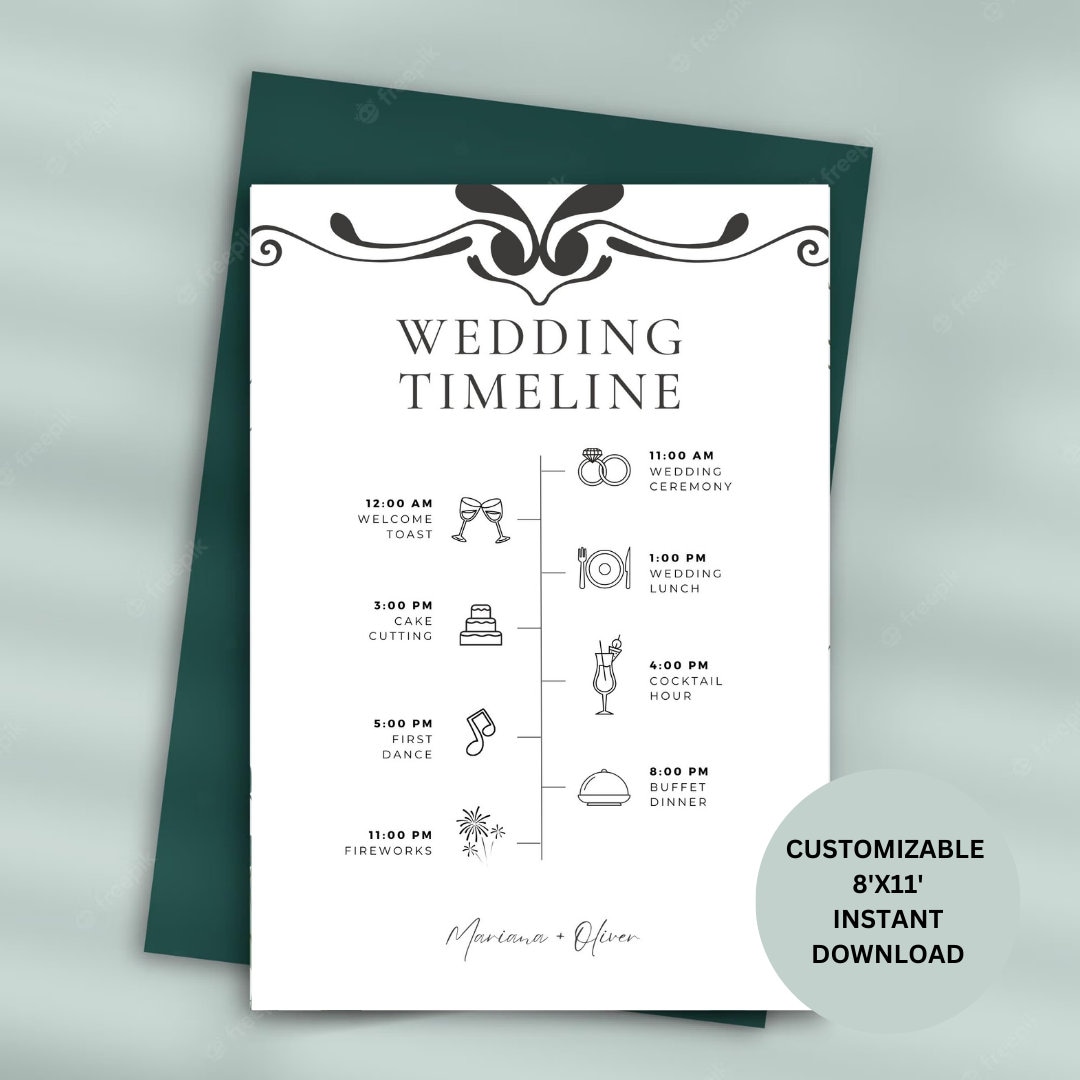 Editable Wedding Timeline Template Digital Wedding Template - Etsy