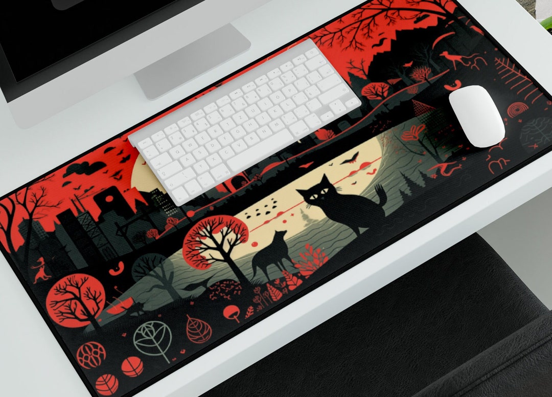 Midnight Prowl Desk Mat Gaming Desk Pad, Extended Gaming Keyboard Mat ...
