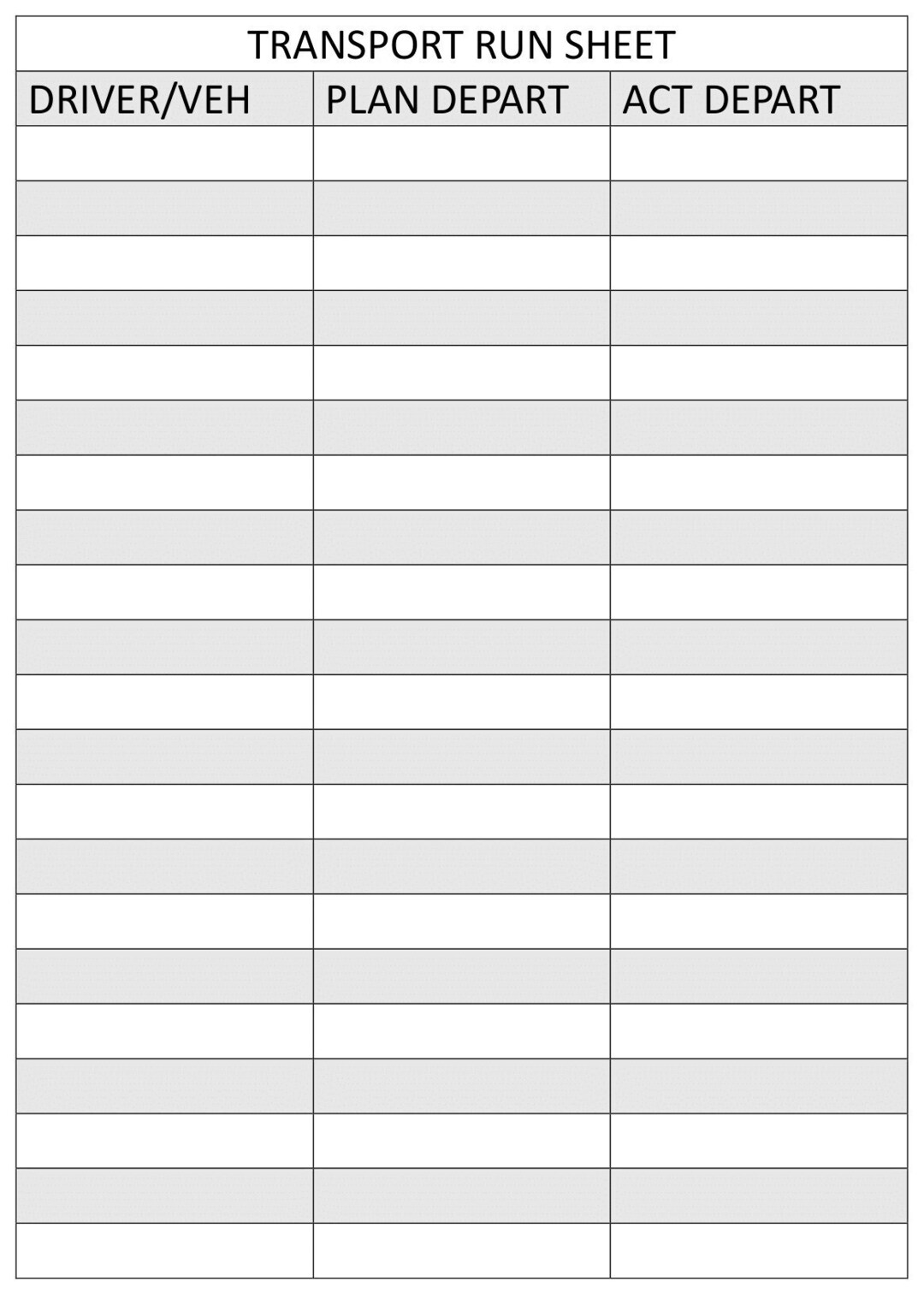 Transport Dispatch Sheet - Etsy