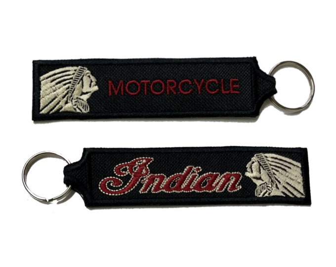 Handmade Leather Key Fob INDIAN HEAD Black and Red - Etsy