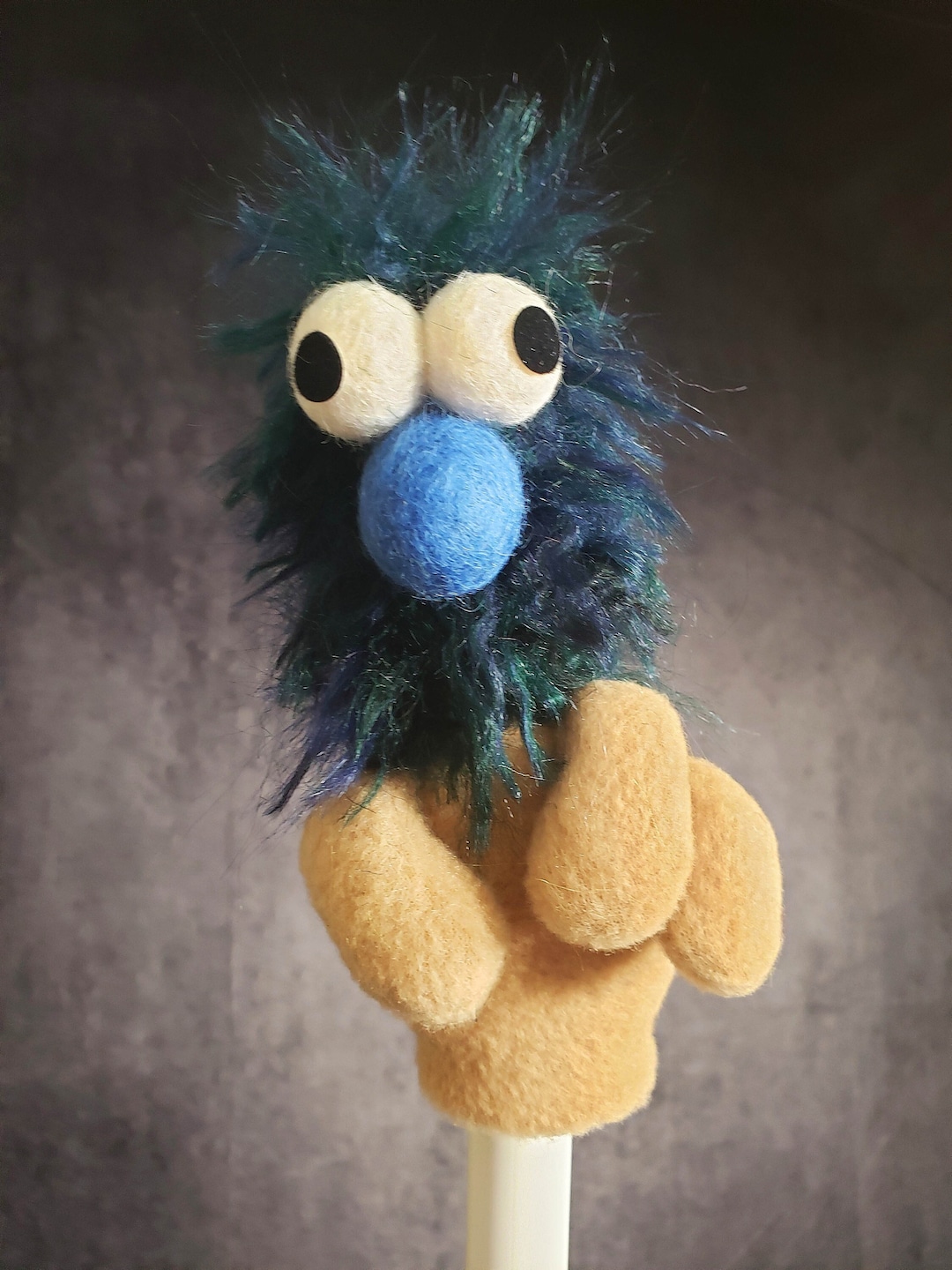 Fuzziez Blue Fuzzy Monster Finger Puppet With Blue Nose - Etsy