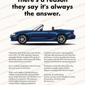 Vintage Inspired Mazda MX-5 Miata NB Posters - Retro Automotive Art - Etsy
