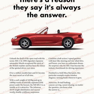 Vintage Inspired Mazda MX-5 Miata NB Posters - Retro Automotive Art - Etsy