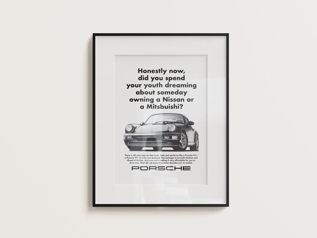 Vintage Inspired Porsche 911 964 Poster - Retro Automotive Art - Etsy