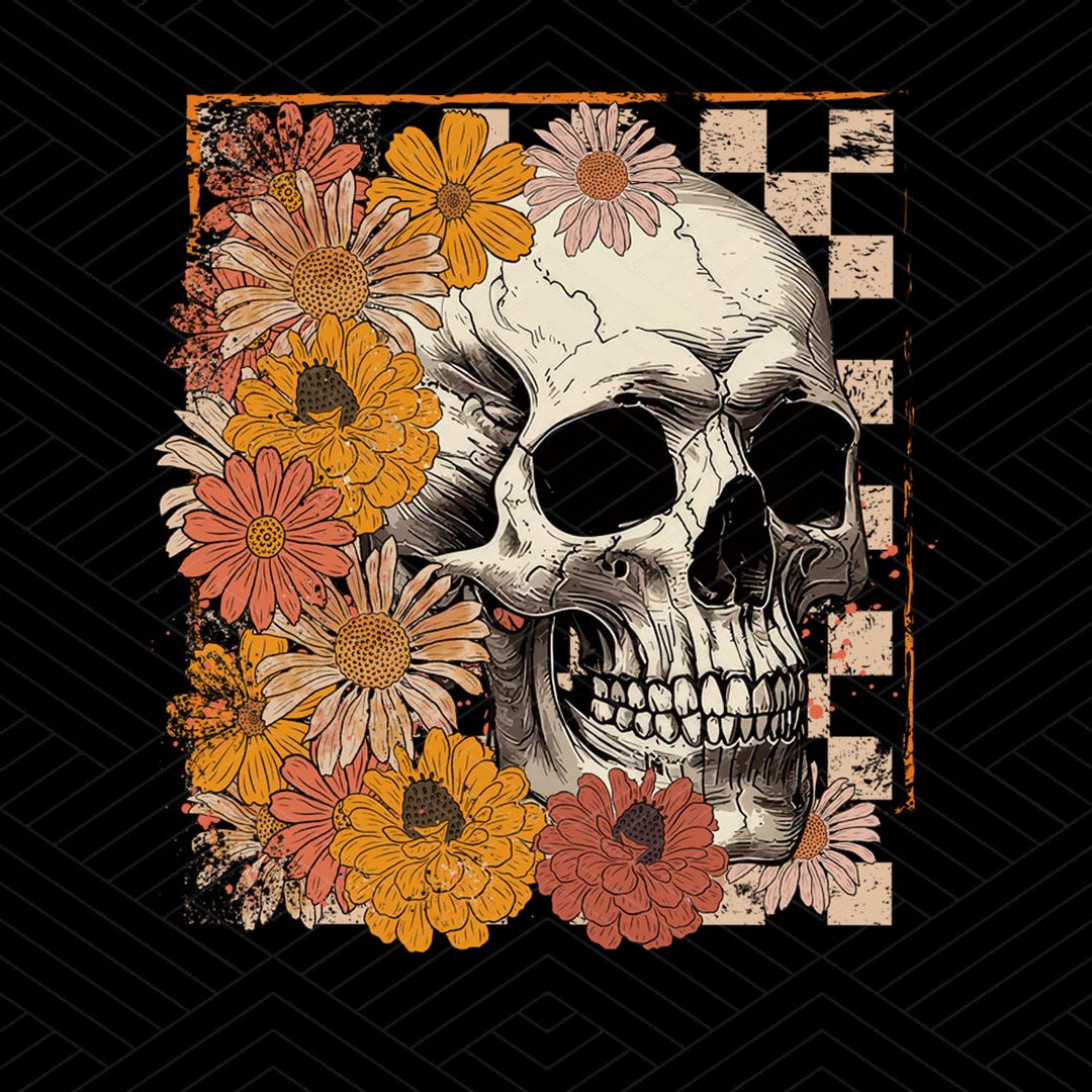 Retro Floral Skeleton Png, Funny Skeleton Png, Preppy Halloween Png ...