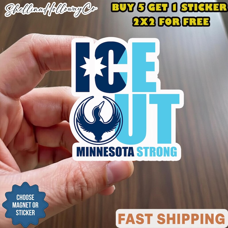 Ice Out Minnesota Stay Strong Sticker ,MN State Flag Inspired Design ...