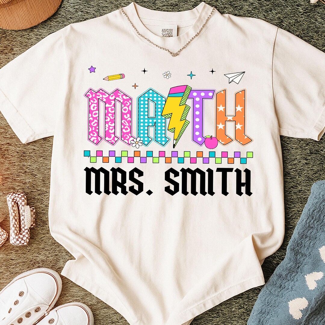 Custom Name Math Teacher PNG, Back to School Math Teacher Design, Cute ...