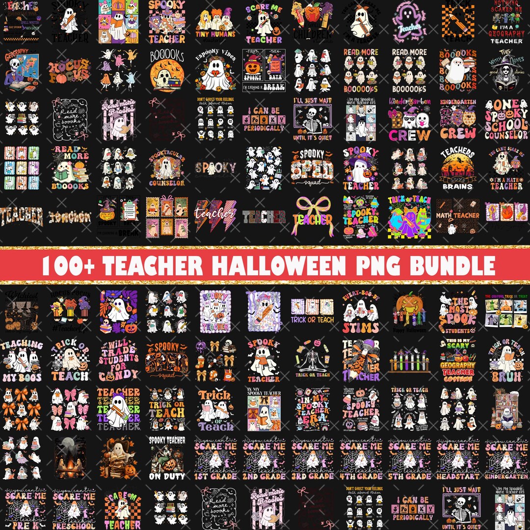 100++ Cute Spooky Teacher Png Bundle, Spooky Season Png, Ghost Teacher ...