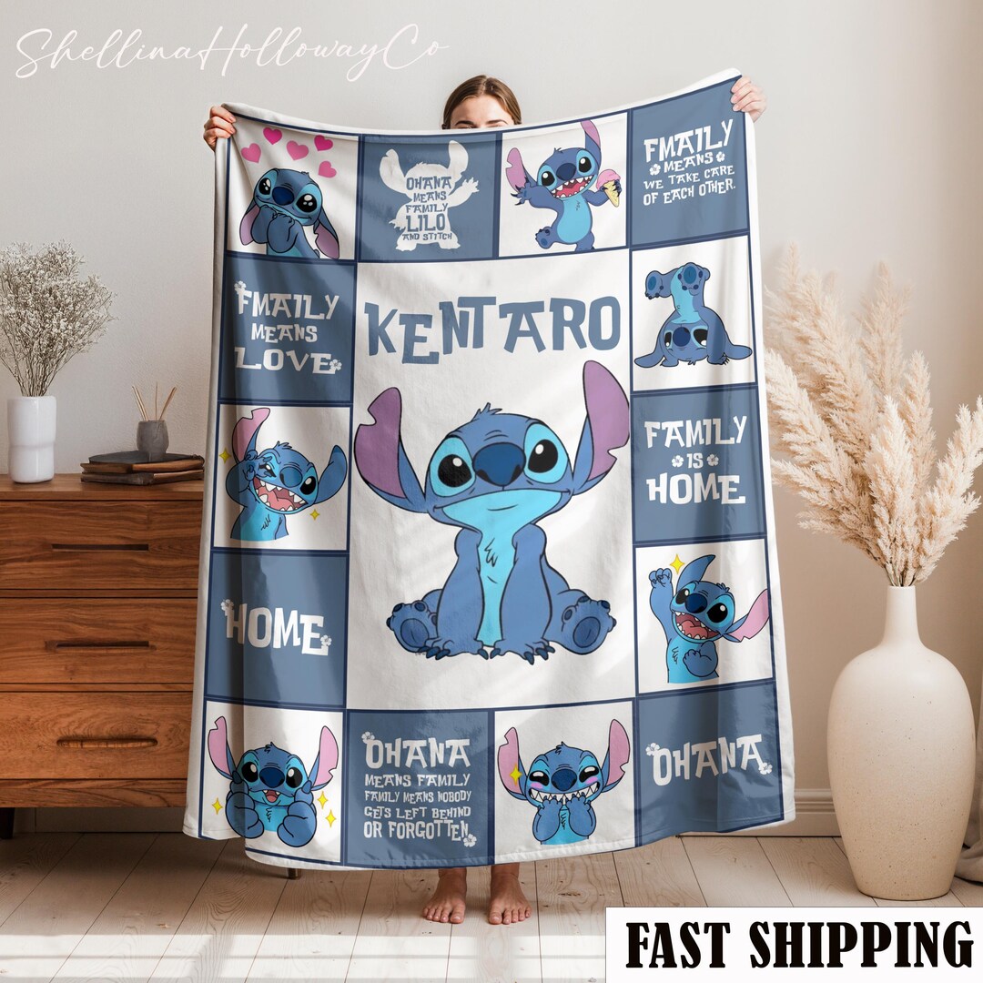 Personalized Disne Stitc.h Blanket, Custom Name Lil.o and Stit.ch ...