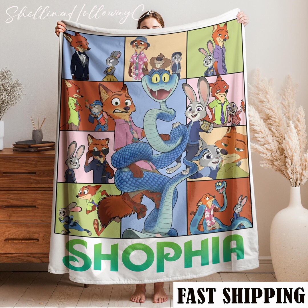 Custom Zootop.ia Blanket, Nick Wil.de & Judy Custom Name Blanket, Zoot ...