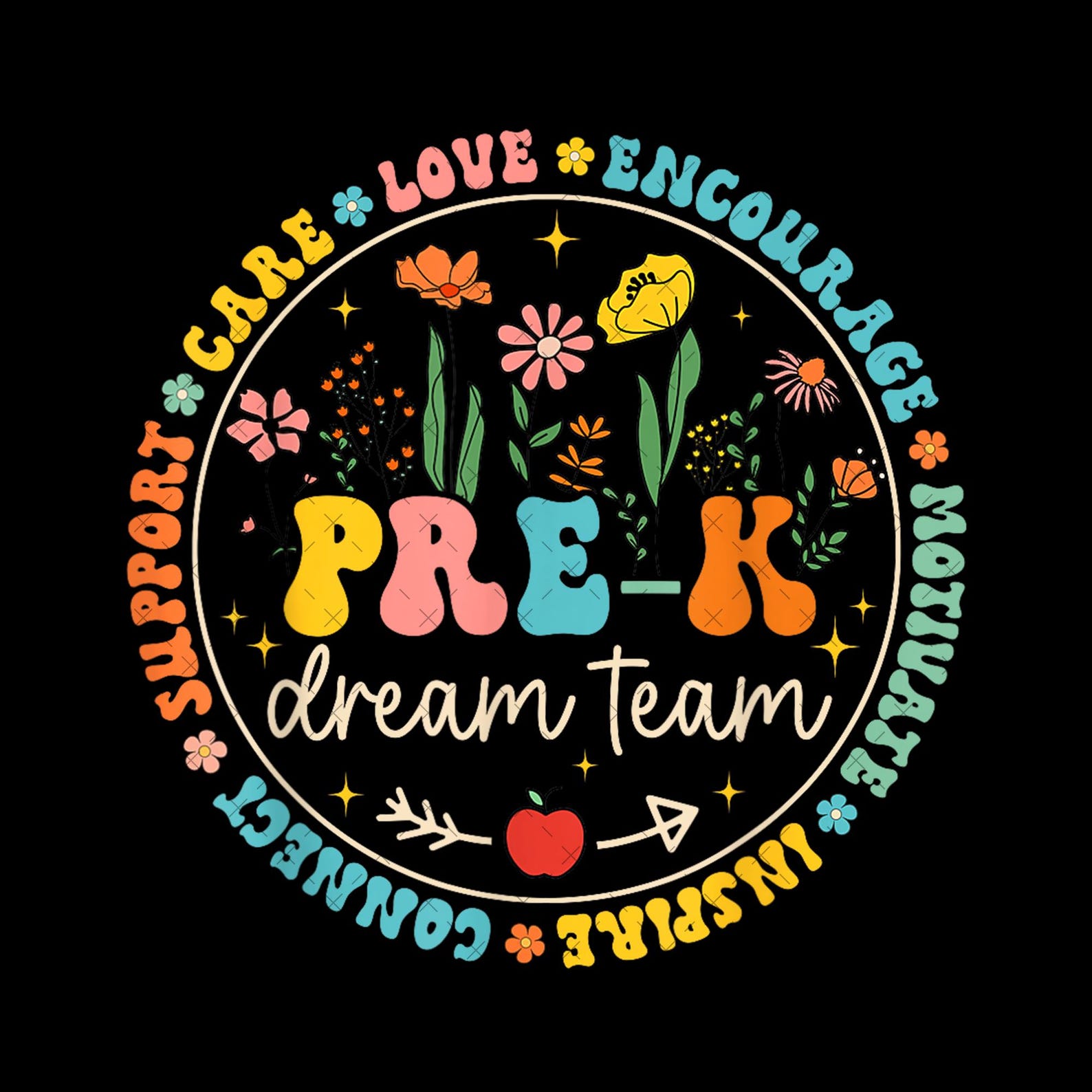 Pre-k Dream Team Png, Pre-k Teacher Squad Png, Floral Pre-k Teacher ...