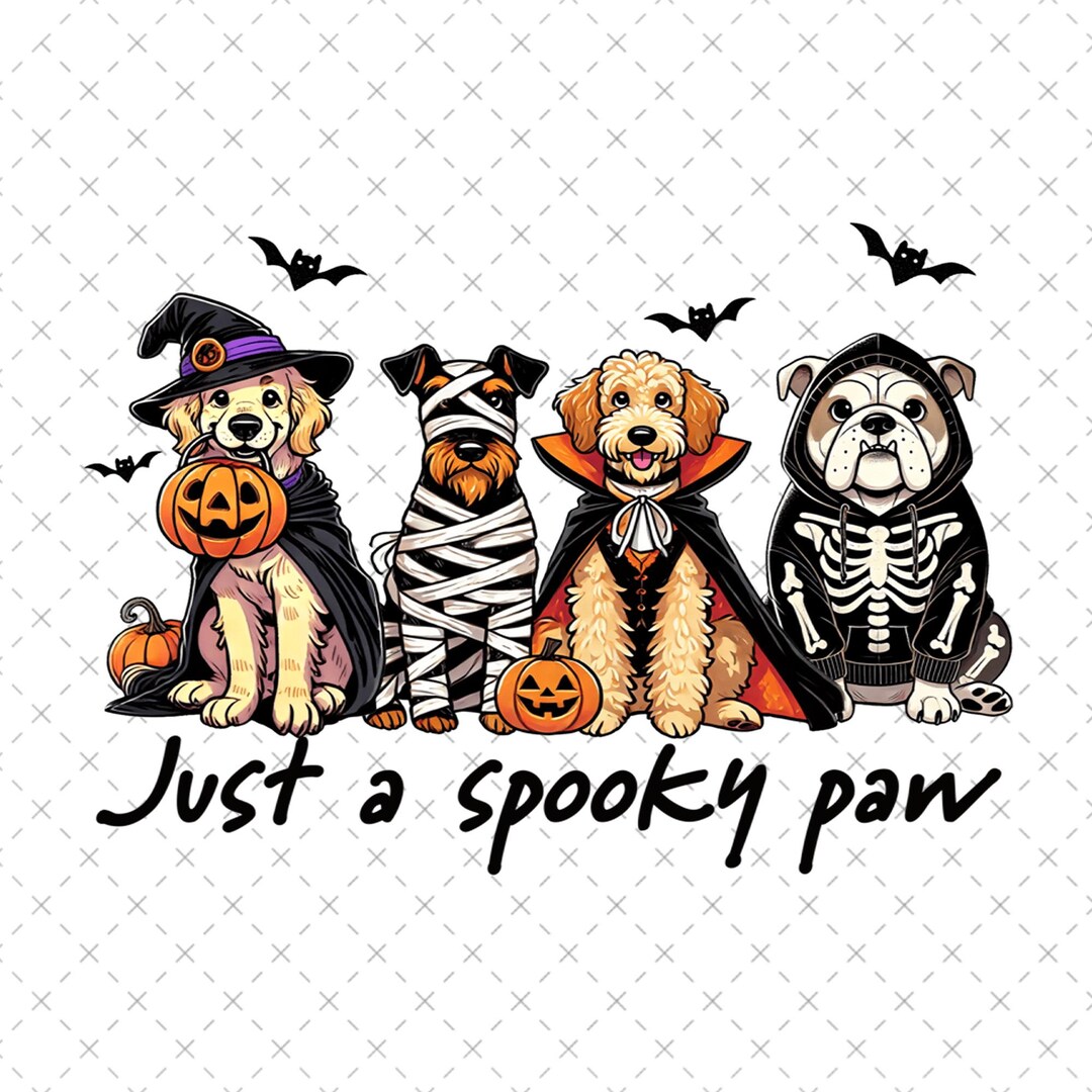 Just a Spooky Paw PNG, Cute Halloween Dog Clipart, Trick or Treat Puppy ...
