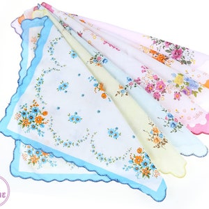 Set of 12 Ladies Bright Handkerchiefs , New Vintage Style Floral ...