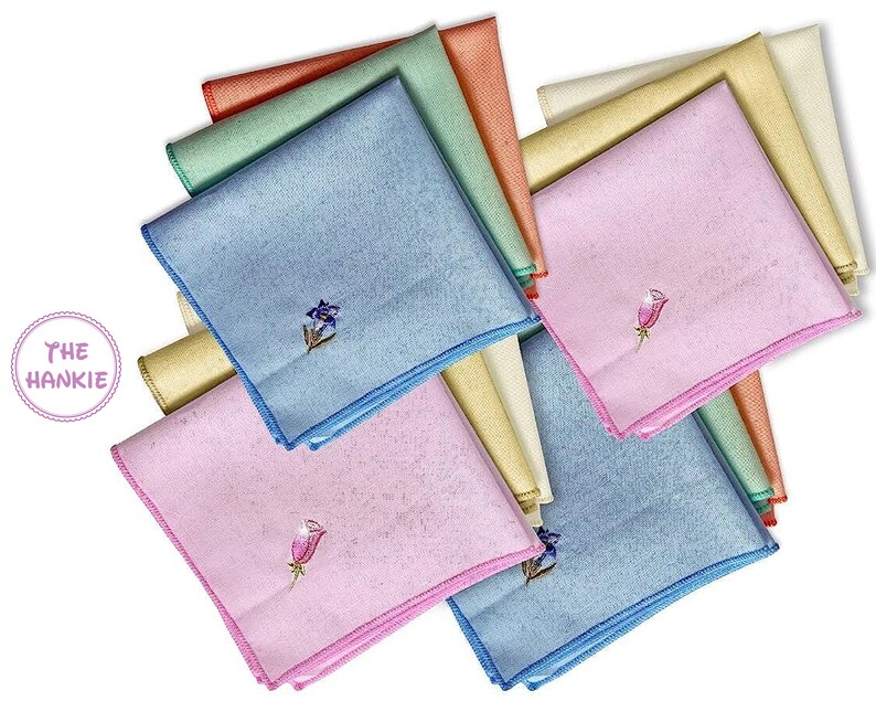 Floral Handkerchief ,lovely Pastel Colored Handkerchiefs With ...