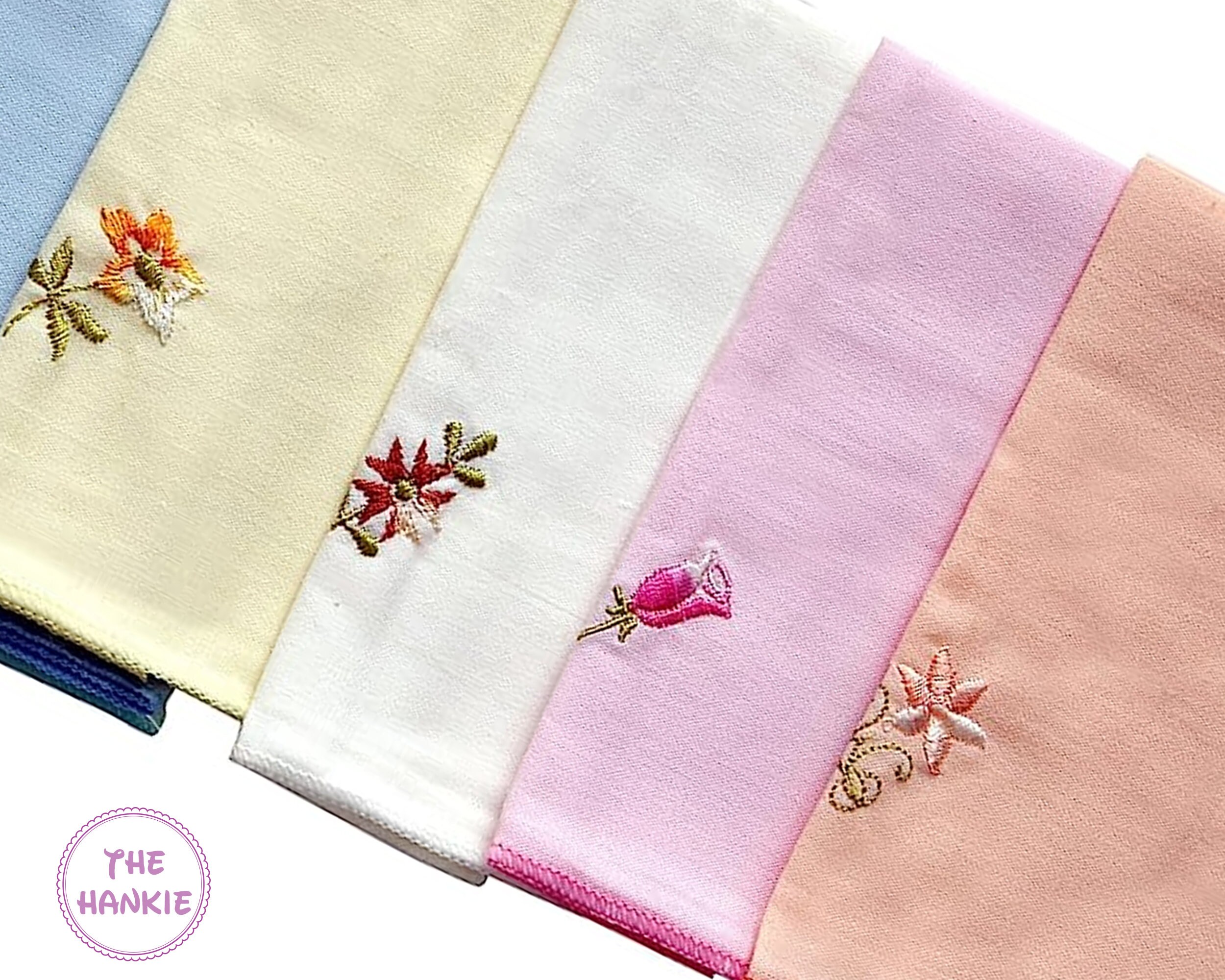 Floral Handkerchief ,lovely Pastel Colored Handkerchiefs With ...